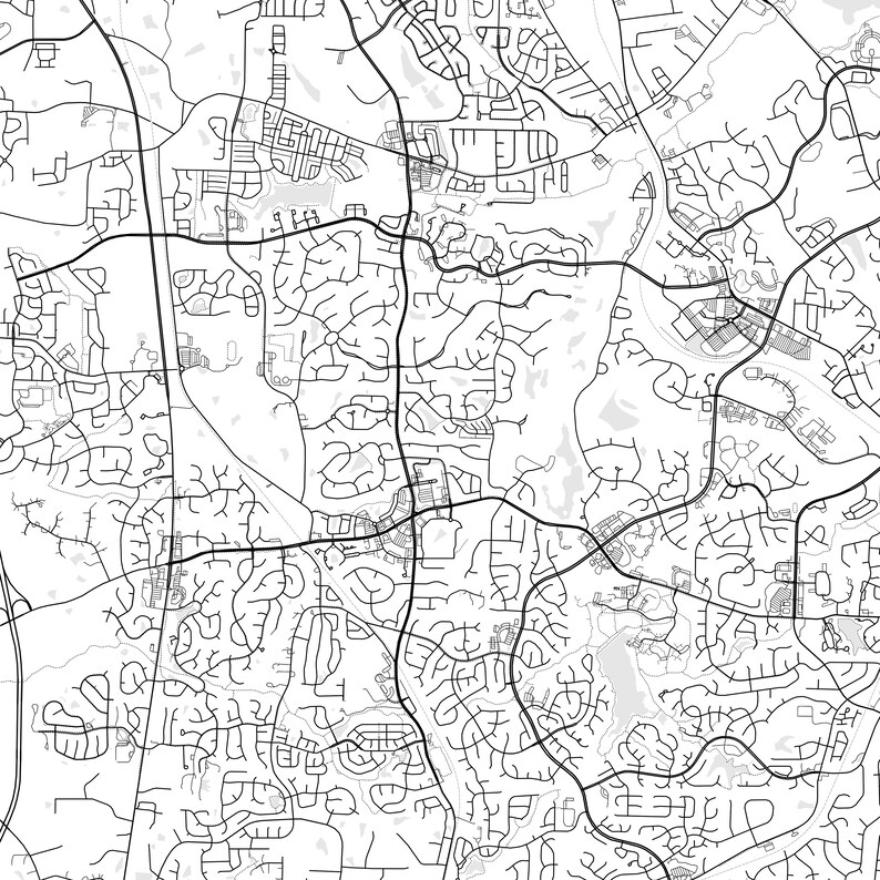 Cary Map Print, Cary Map Poster Wall Art, Nc City Map, North Carolina ...