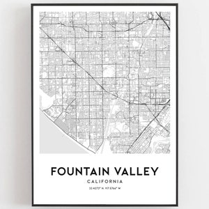 Fountain Valley Map Print Fountain Valley Map Poster Wall | Etsy