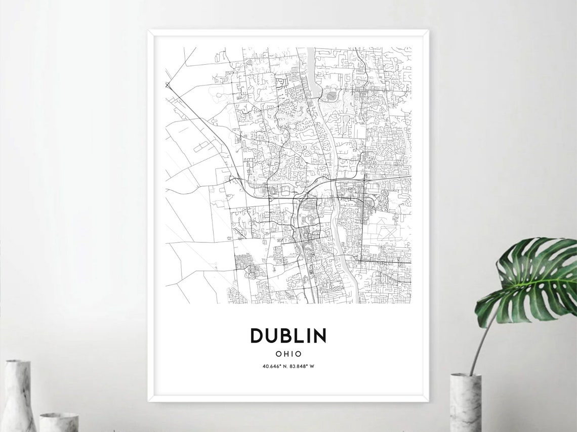 Dublin Map Print Dublin Map Poster Wall Art Oh City Map - Etsy