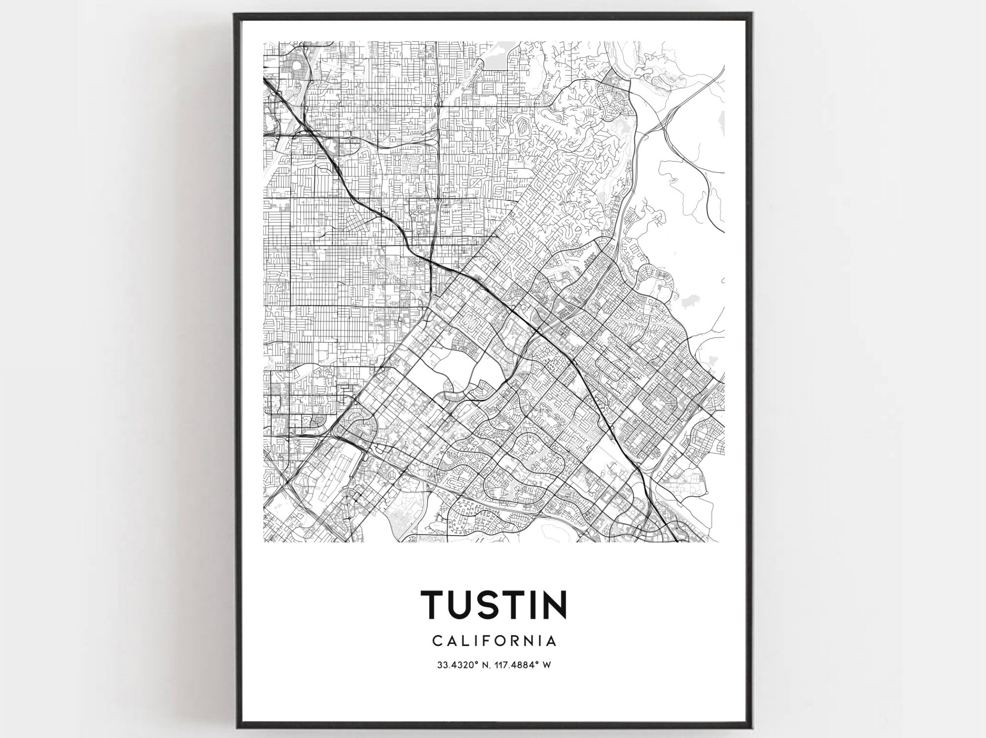 Tustin Map Print Tustin Map Poster Wall Art Ca City Map | Etsy