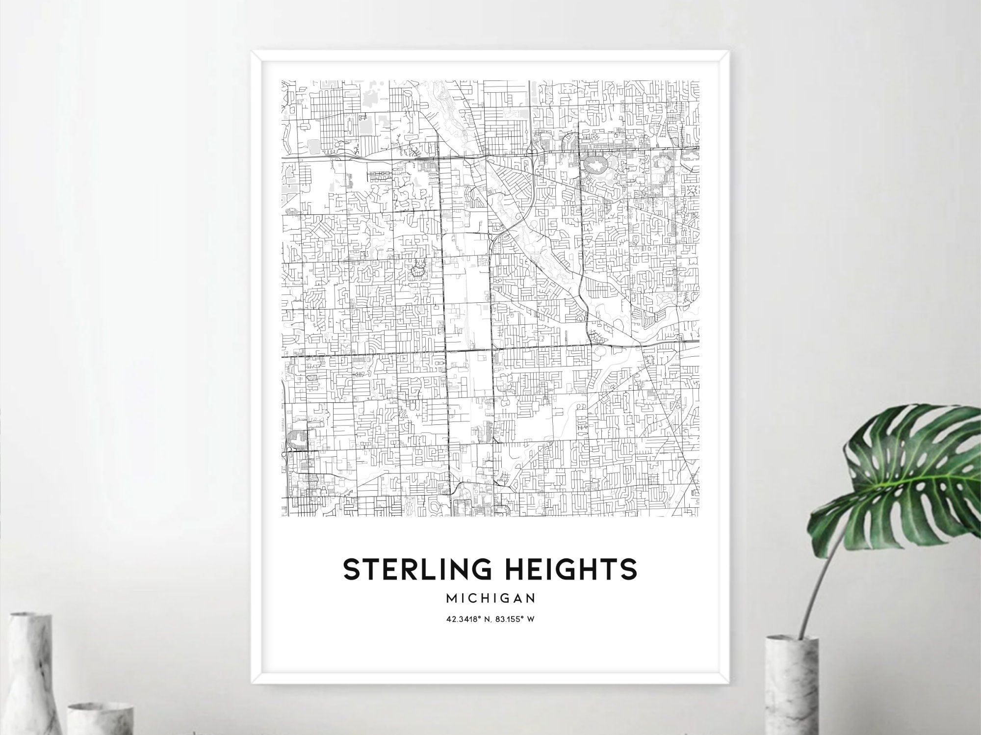 Sterling Heights Map Print Sterling Heights Map Poster Wall Art Mi 7985