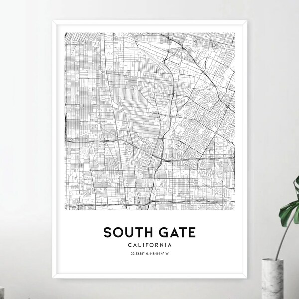 South Gate Map Art - Etsy