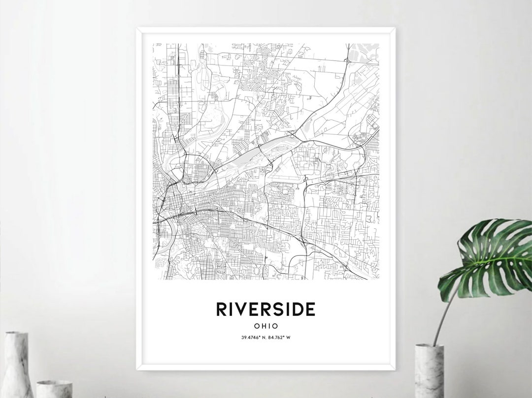 Riverside Map Print, Riverside Map Poster Wall Art, Oh City Map, Ohio ...
