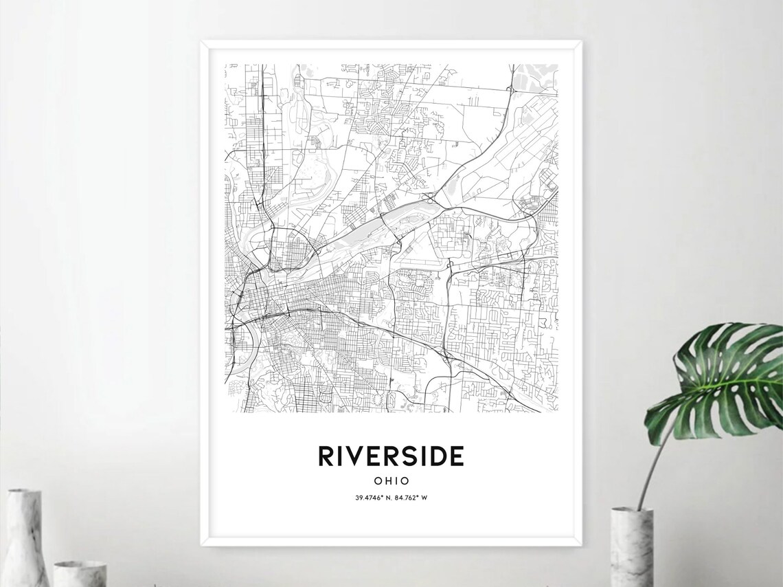 Riverside Map Print, Riverside Map Poster Wall Art, Oh City Map, Ohio ...
