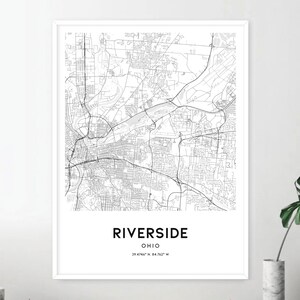 Riverside Map Print, Riverside Map Poster Wall Art, Oh City Map, Ohio ...