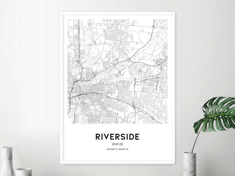 Riverside Map Print, Riverside Map Poster Wall Art, Oh City Map, Ohio ...