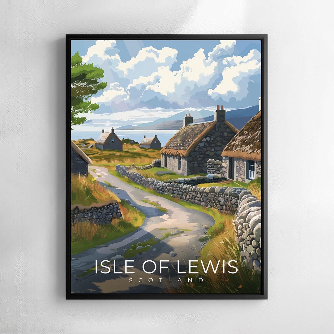 Isle of Lewis Print Scotland Travel Wall Art Old Street Houses Coastal ...