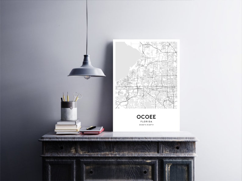 Ocoee Map Print, Ocoee Map Poster Wall Art, Fl City Map, Florida Print ...