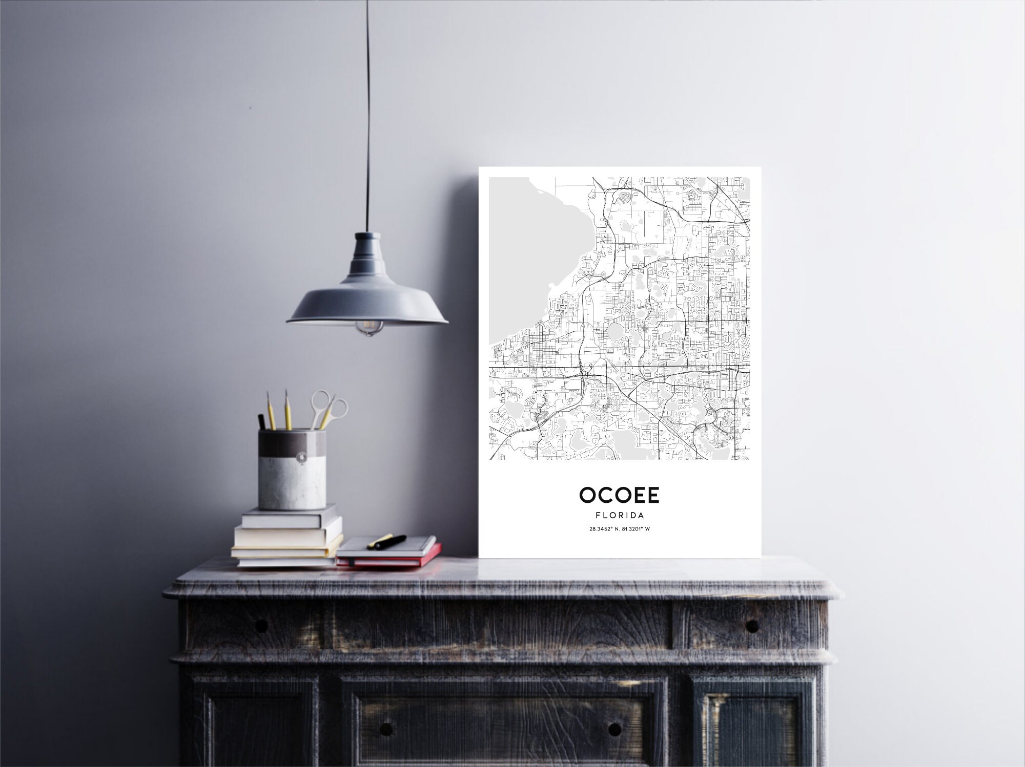 Ocoee Map Print, Ocoee Map Poster Wall Art, Fl City Map, Florida Print ...