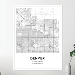 Denver Map Print, Denver Map Poster Wall Art, Co City Map, Colorado ...