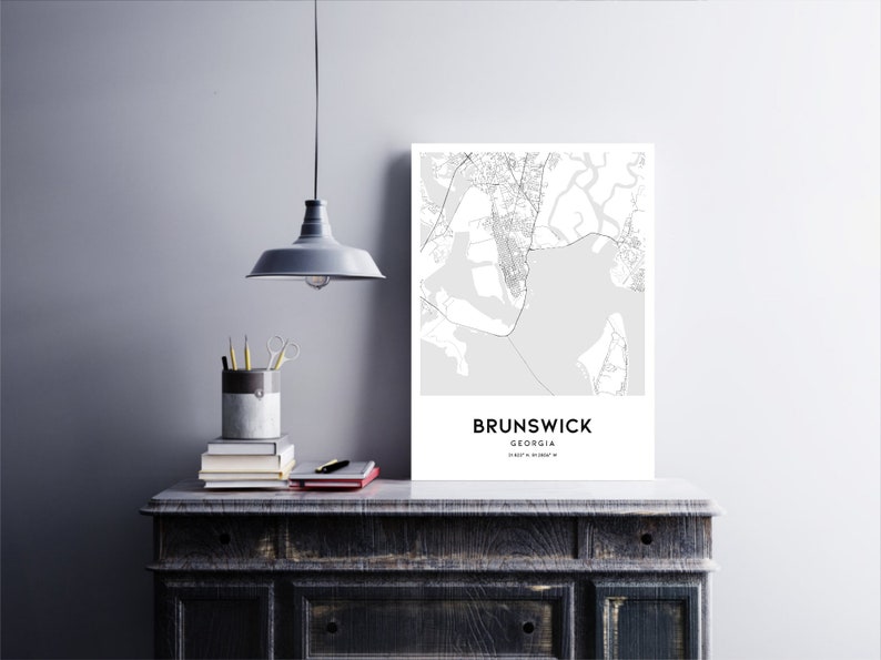 Brunswick Map Print, Brunswick Map Poster Wall Art, Ga City Map ...