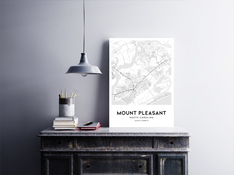 Mount Pleasant Map Print, Mount Pleasant Map Poster Wall Art, Sc City ...