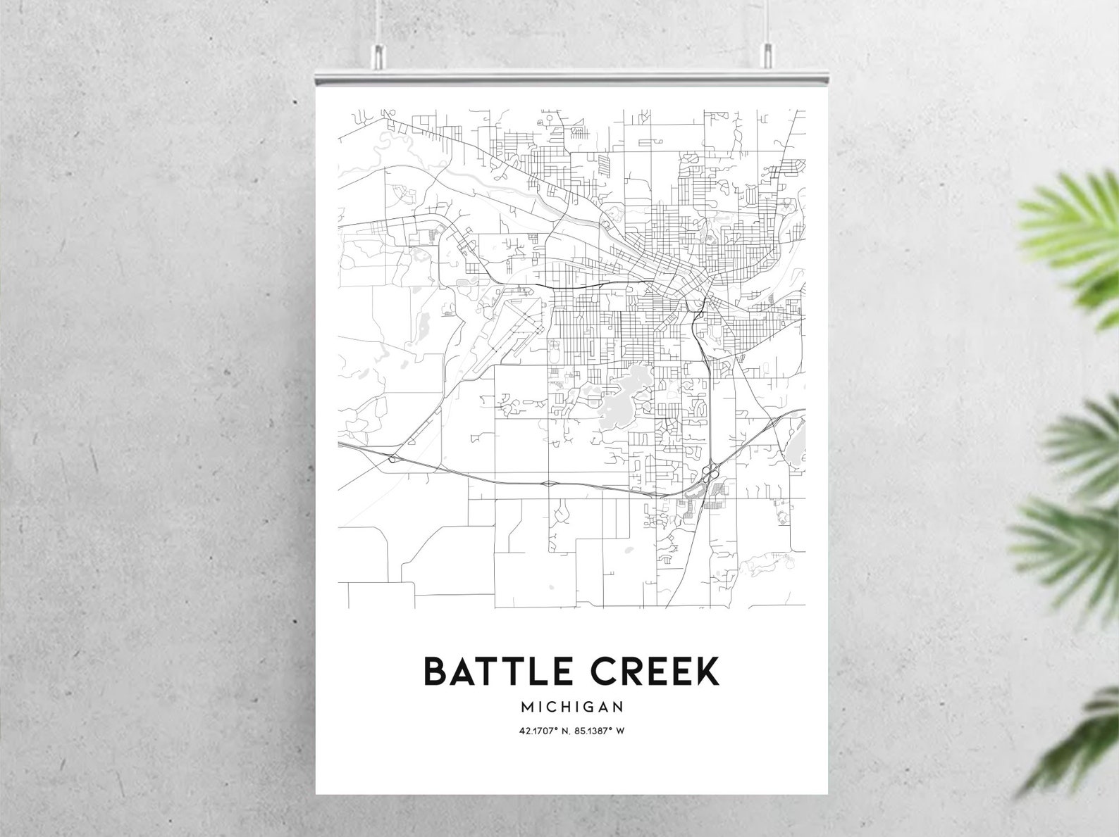 Battle Creek Map Print Battle Creek Map Poster Wall Art Mi | Etsy