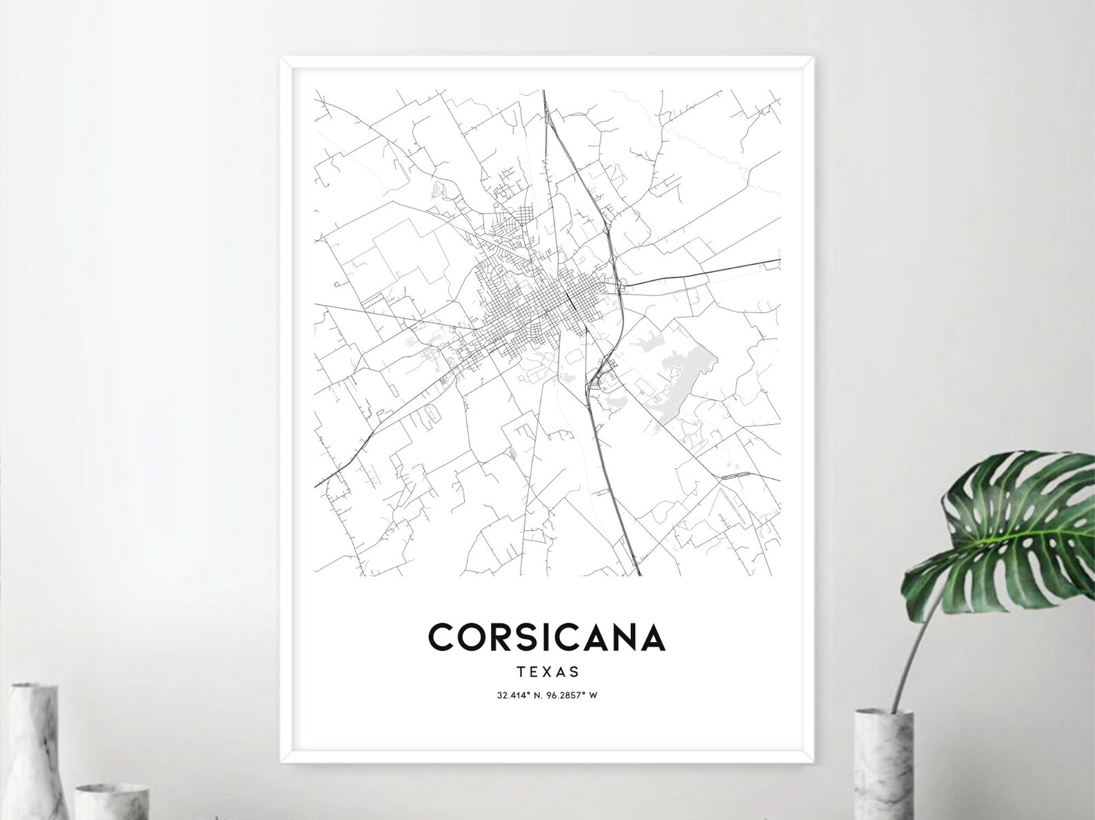 Corsicana Map Print, Corsicana Map Poster Wall Art, Tx City Map, Texas ...