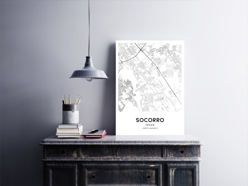 Socorro Map Print, Socorro Map Poster Wall Art, Tx City Map, Texas ...