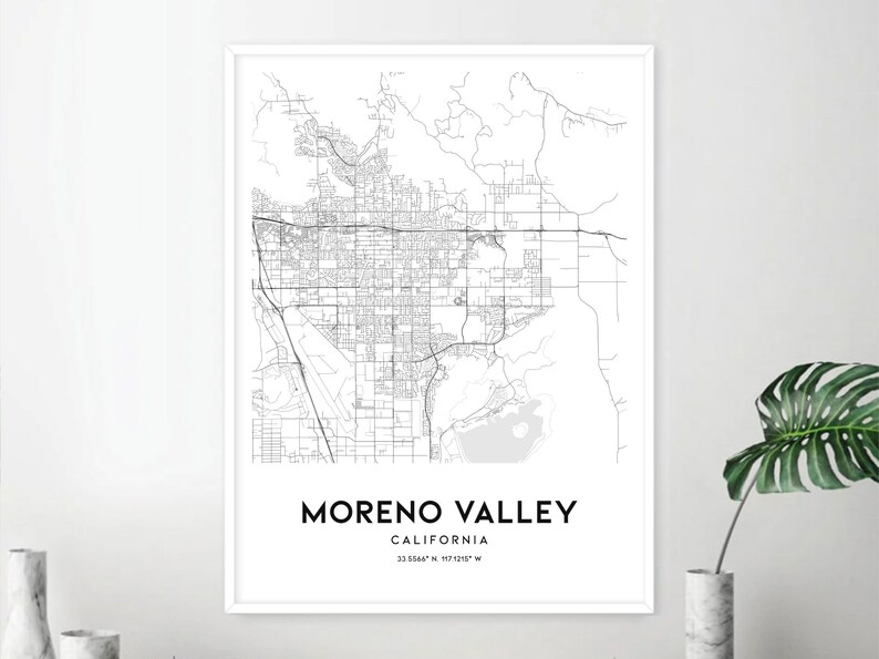 Moreno Valley Map Print, Moreno Valley Map Poster Wall Art, Ca City Map ...