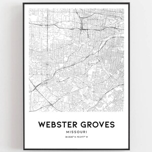 Webster Groves Map Print Webster Groves Map Poster Wall Art | Etsy