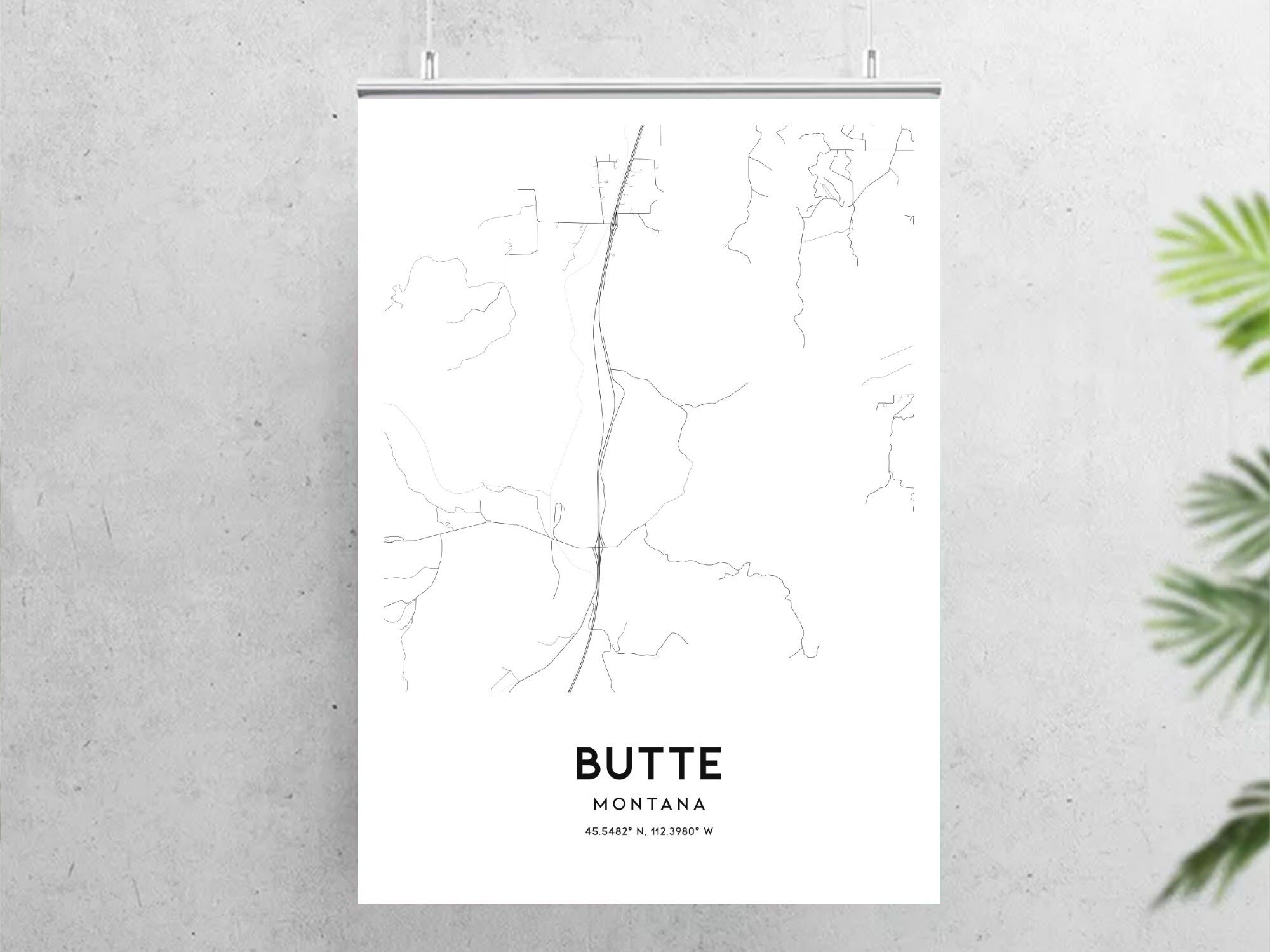 Butte Map Print Butte Map Poster Wall Art Mt City Map | Etsy