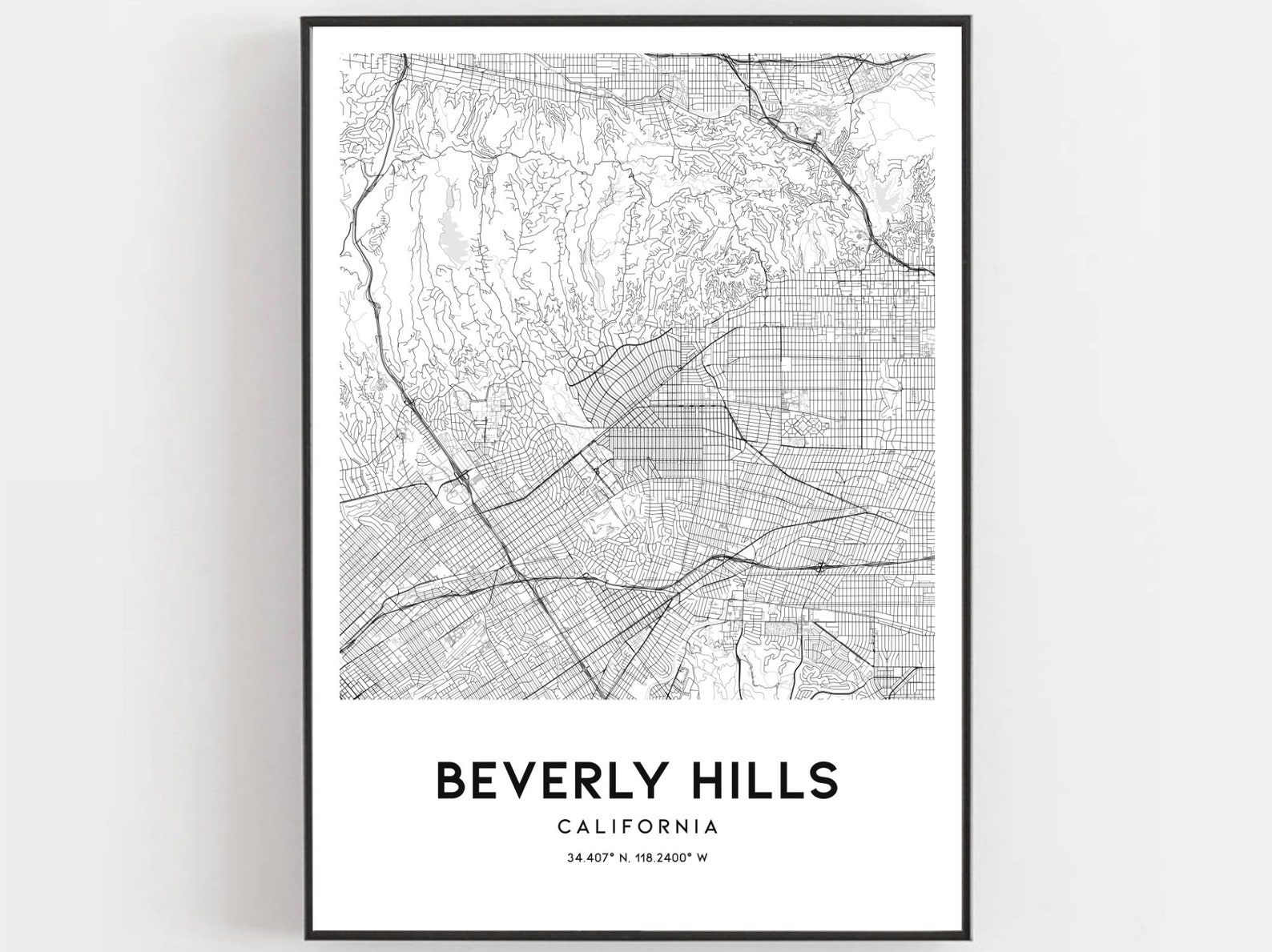 Beverly Hills Map Print Beverly Hills Map Poster Wall Art Ca | Etsy
