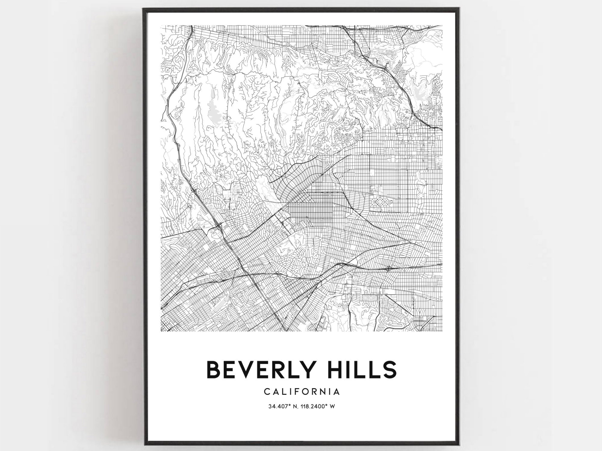 Beverly Hills Map Print Beverly Hills Map Poster Wall Art Ca | Etsy