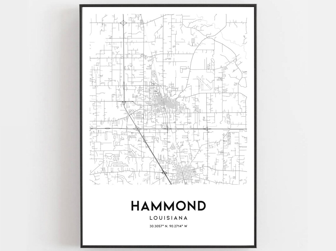 Hammond Map Print Hammond Map Poster Wall Art La City Map | Etsy