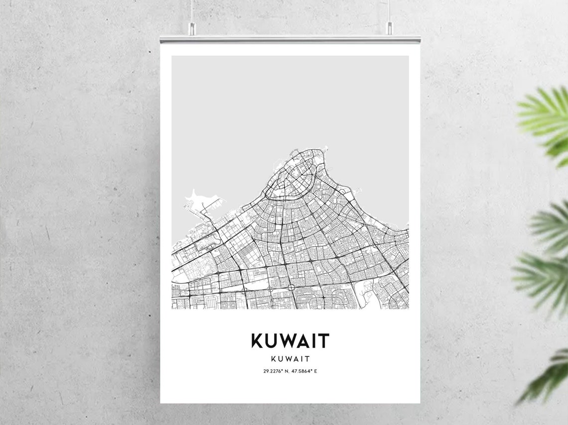 Kuwait Map Print Kuwait Map Poster Wall Art Kuwait City | Etsy