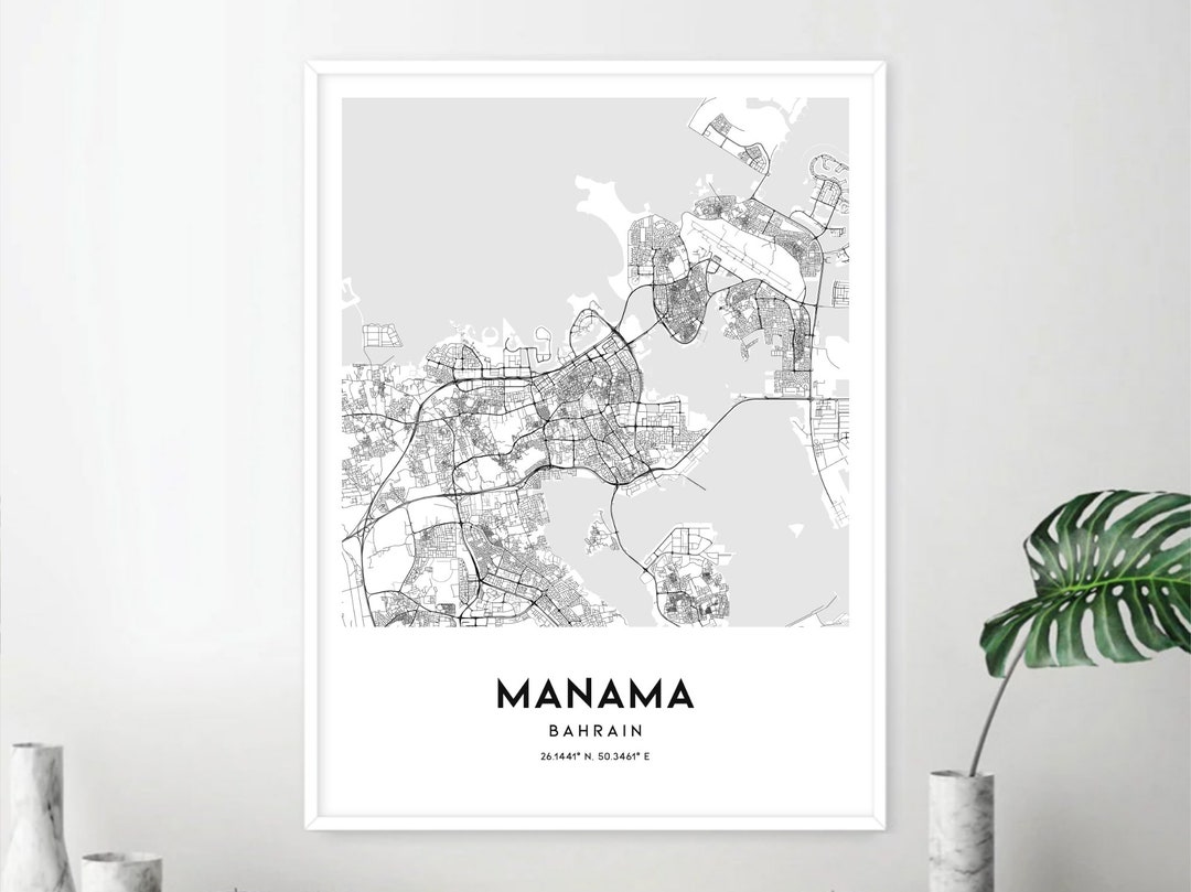 Manama Map Print, Manama Map Poster Wall Art, Manama City Map, Manama ...