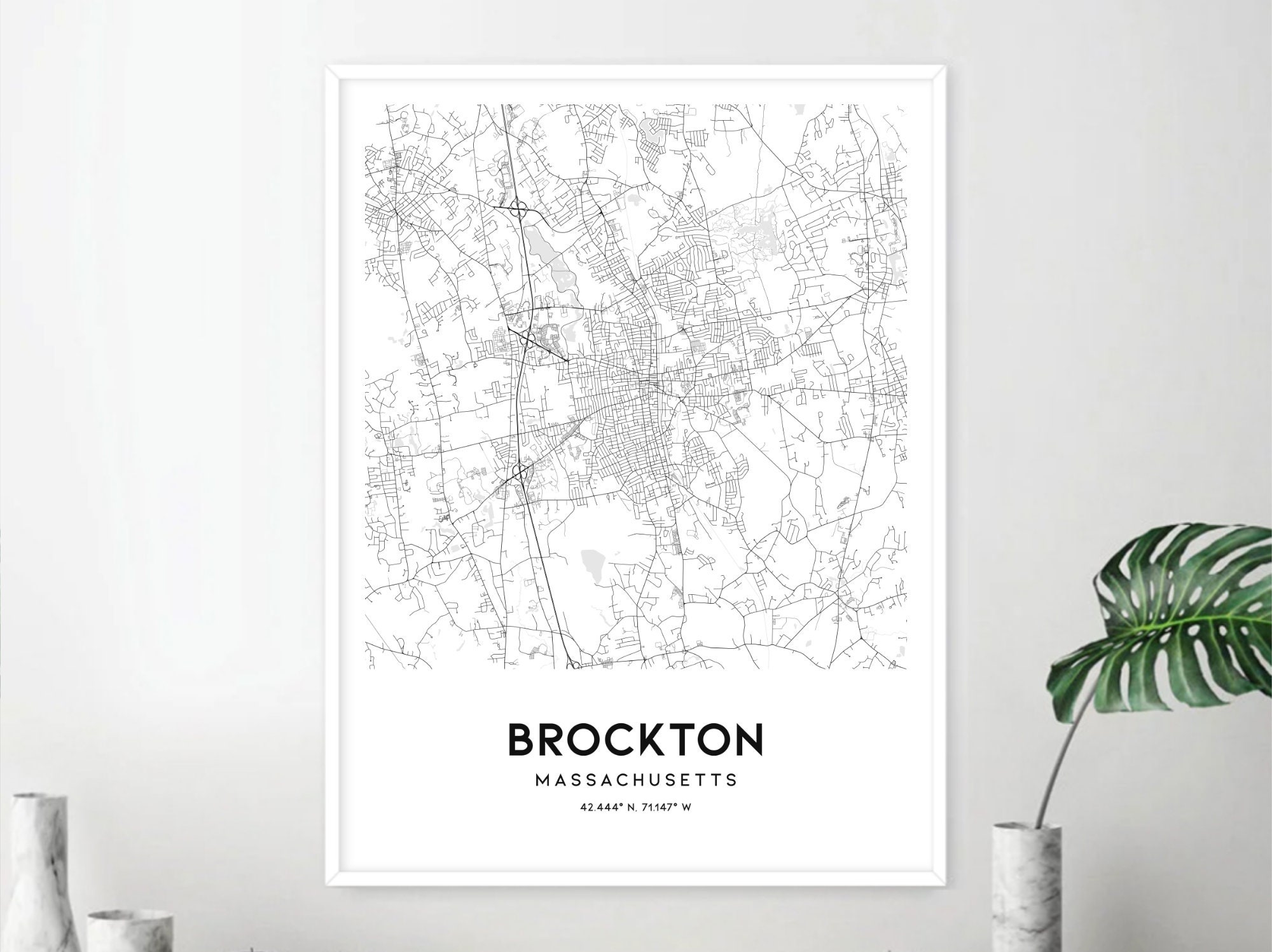 Brockton Map Print, Brockton Map Poster Wall Art, Ma City Map ...