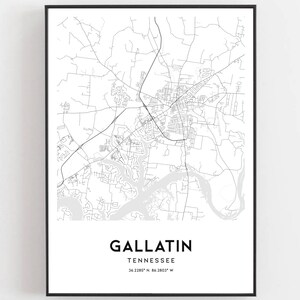 Gallatin Map Print Gallatin Map Poster Wall Art Tn City Map | Etsy