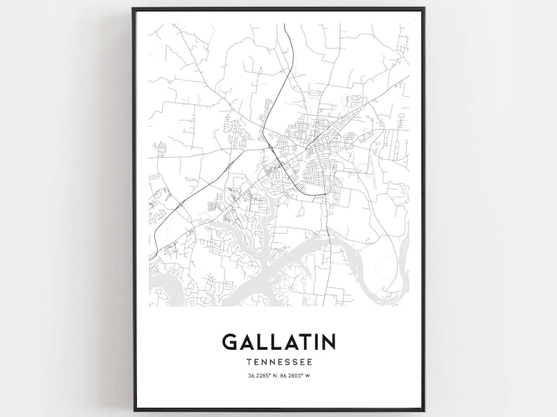 Gallatin Map Print Gallatin Map Poster Wall Art Tn City Map | Etsy