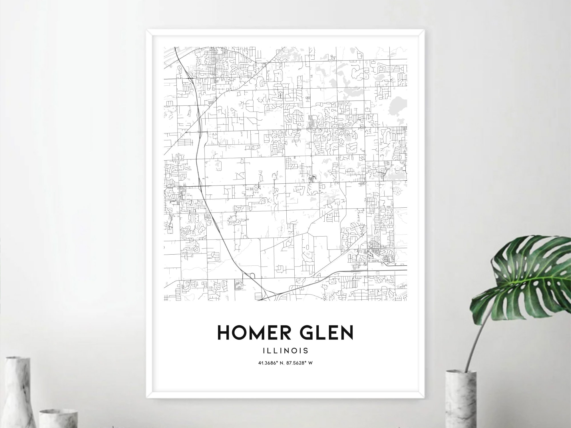 Homer Glen Map Print Homer Glen Map Poster Wall Art Il City - Etsy