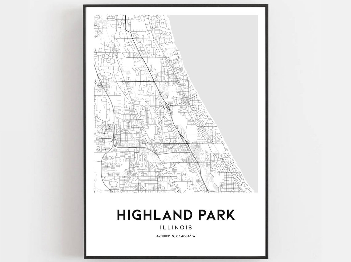 Highland Park Map Print Highland Park Map Poster Wall Art Il | Etsy