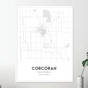 Corcoran Map Print Corcoran Map Poster Wall Art Ca City Map - Etsy