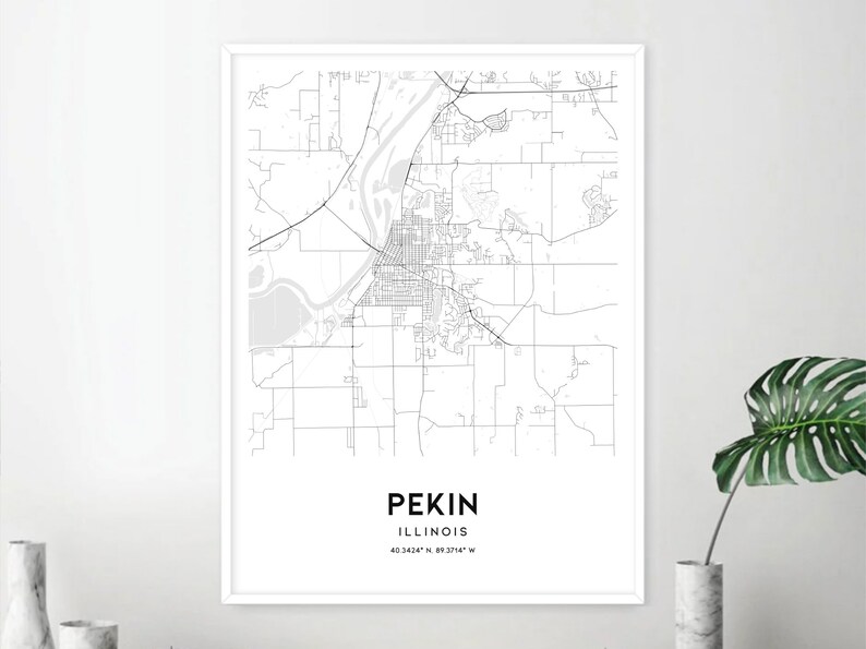 Pekin Map Print, Pekin Map Poster Wall Art, Il City Map, Illinois Print ...