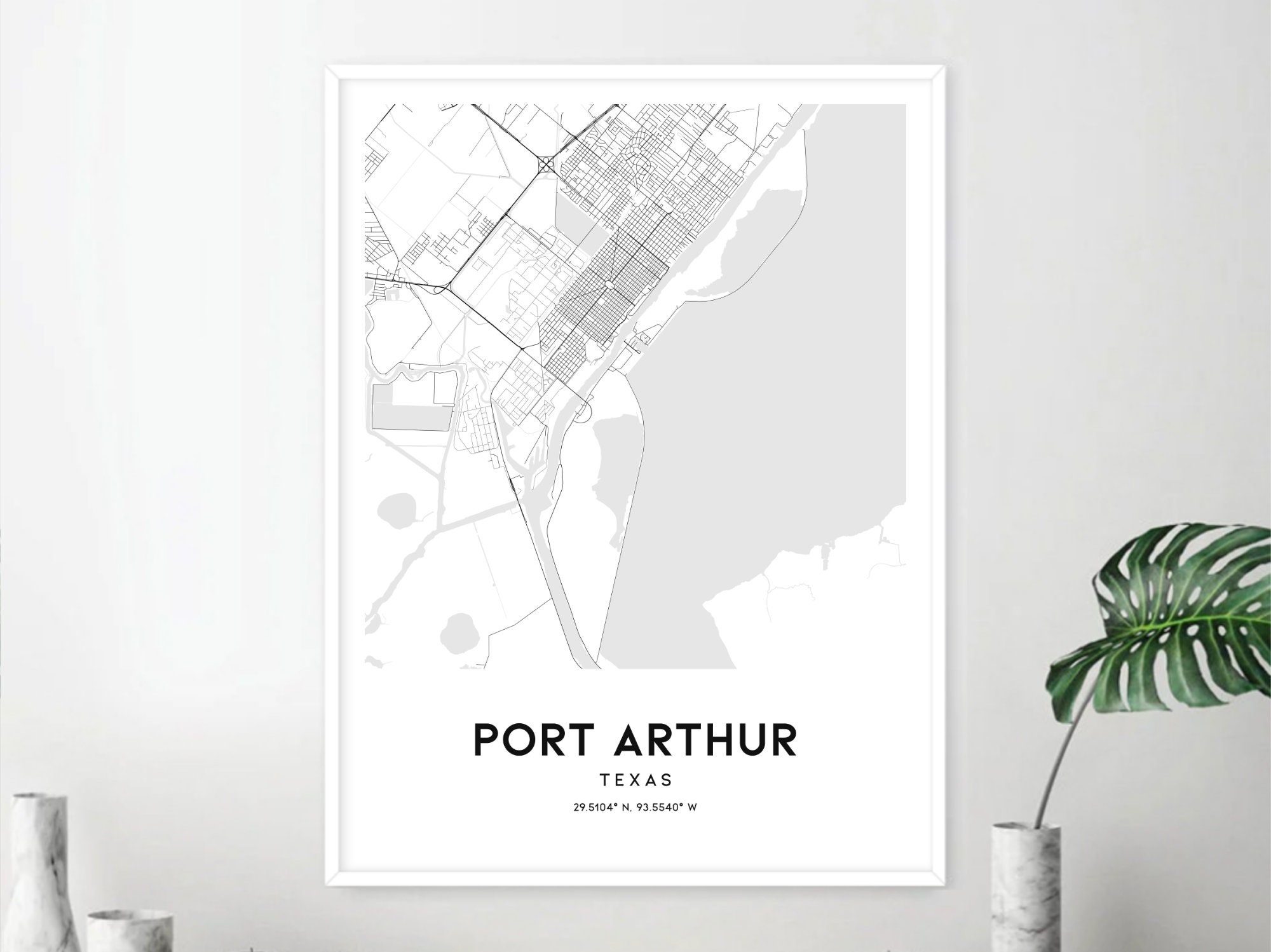 Port Arthur Map Print, Port Arthur Map Poster Wall Art, Tx City Map ...