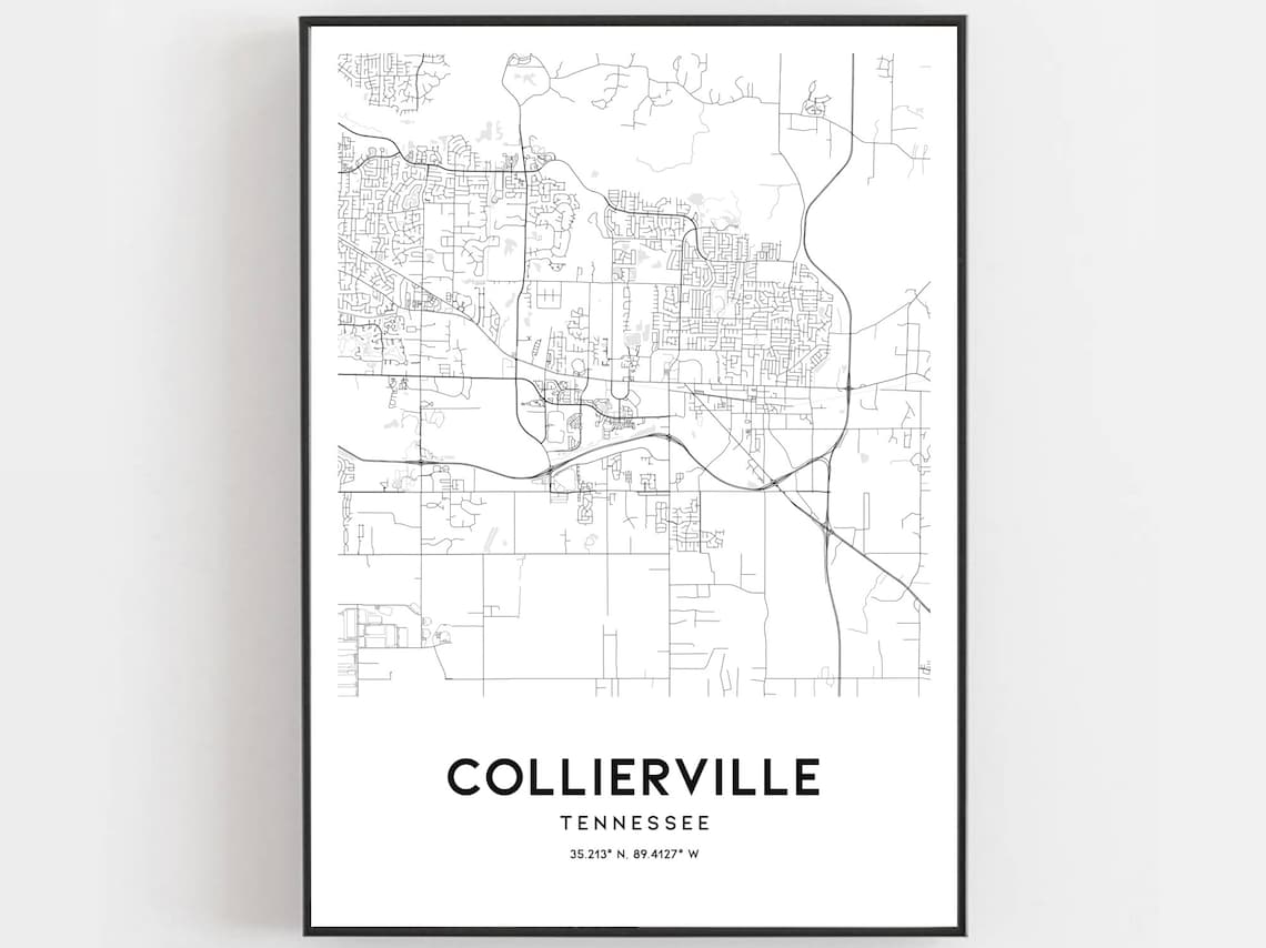 Collierville Map Print Collierville Map Poster Wall Art Tn | Etsy