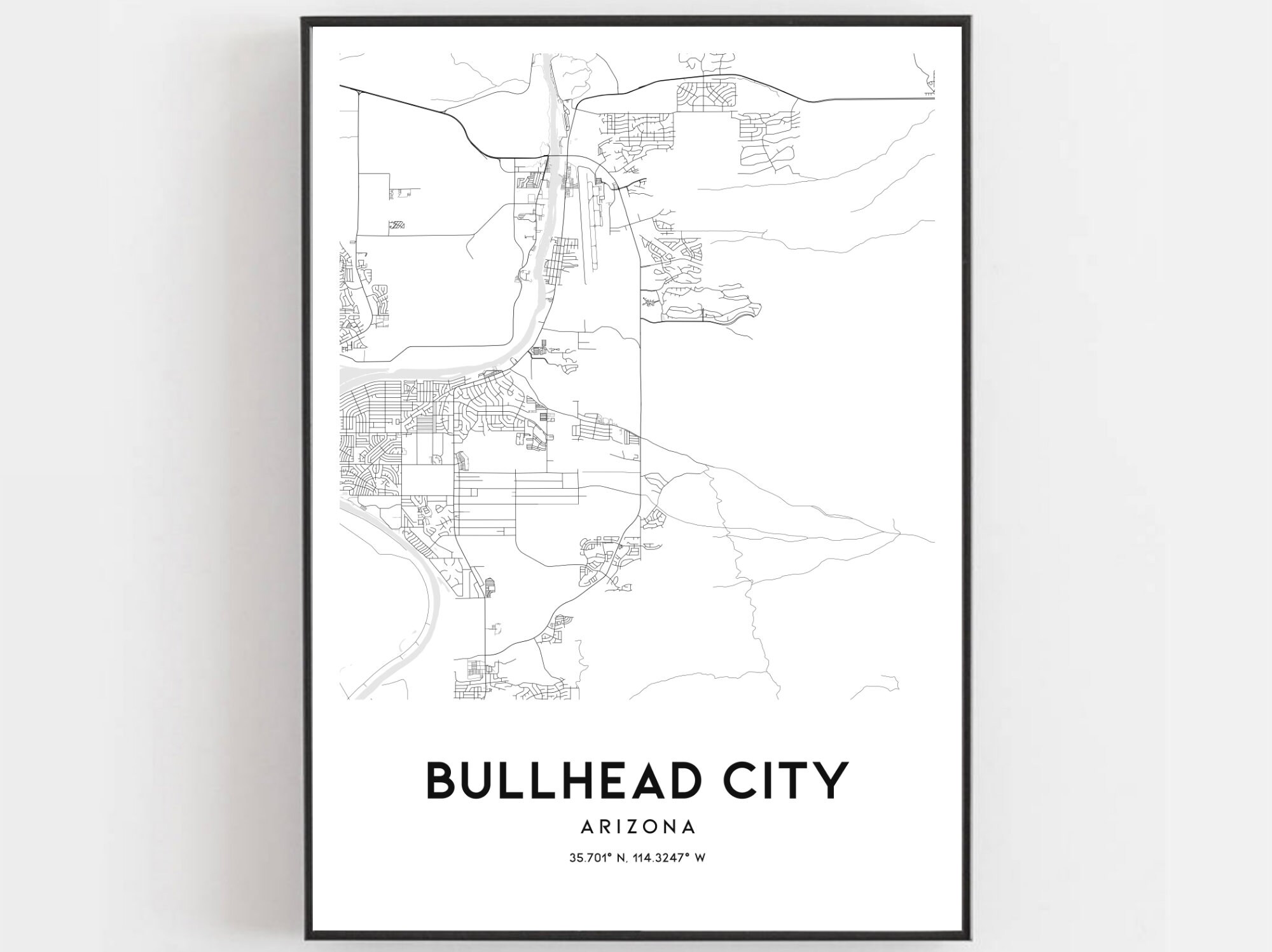 Bullhead City Map Print Bullhead City Map Poster Wall Art Az | Etsy