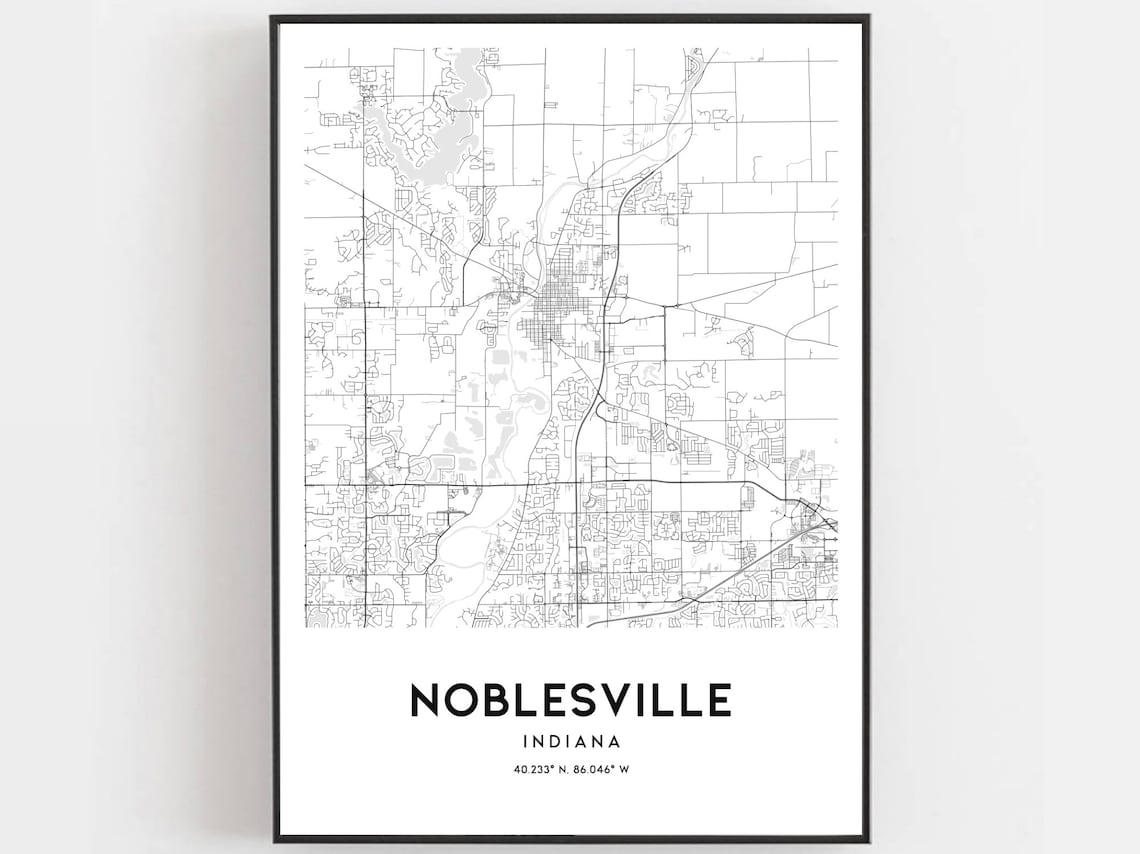 Noblesville Map Print Noblesville Map Poster Wall Art in | Etsy