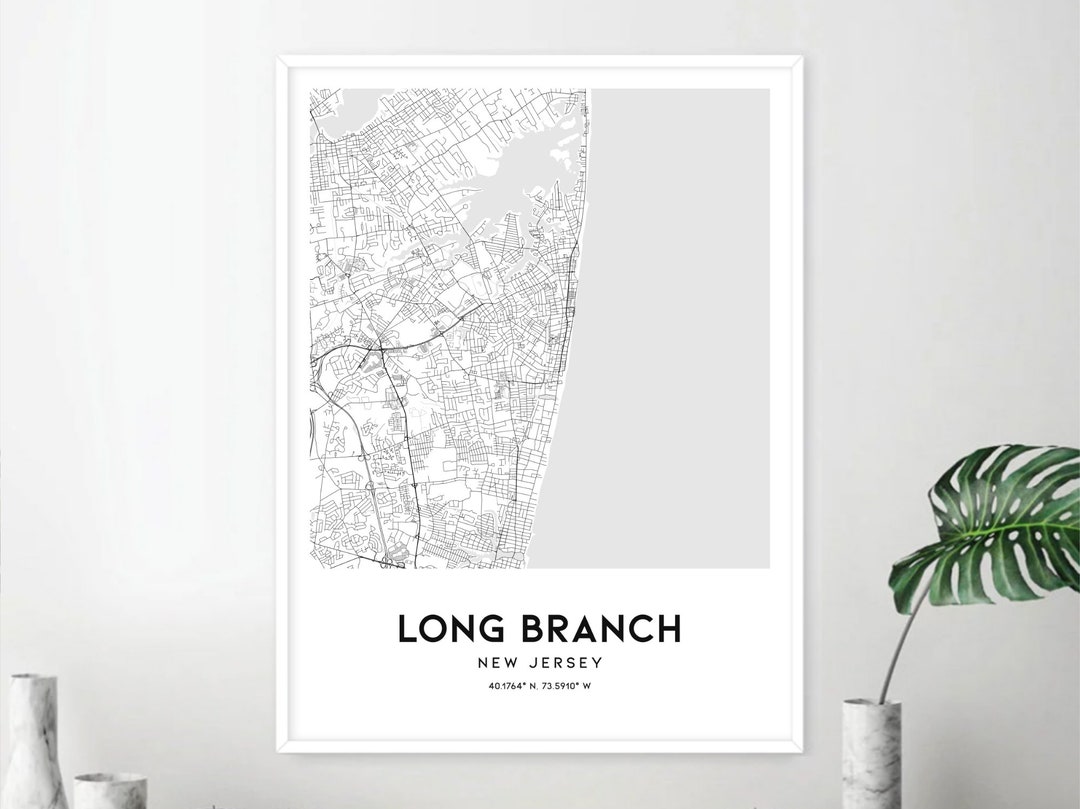 Long Branch Map Print, Long Branch Map Poster Wall Art, Nj City Map ...
