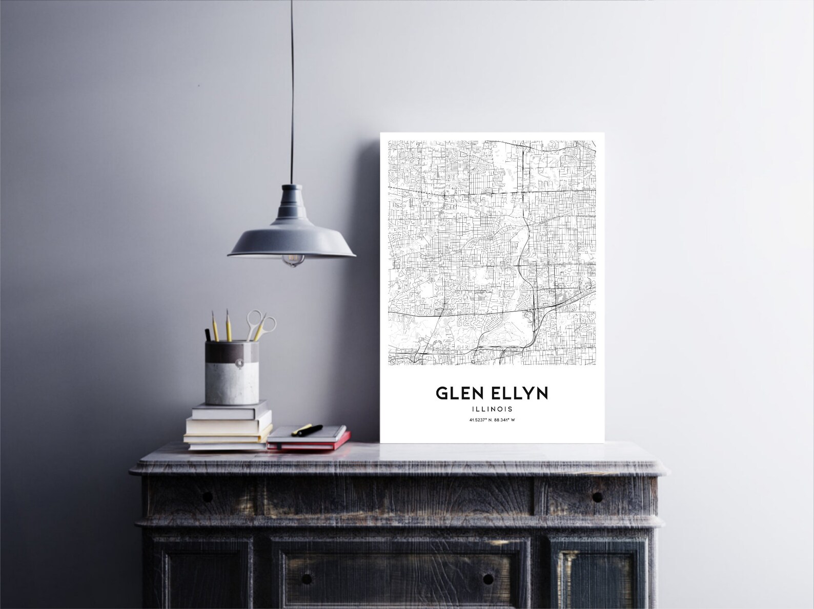 Glen Ellyn Map Print Glen Ellyn Map Poster Wall Art Il City - Etsy
