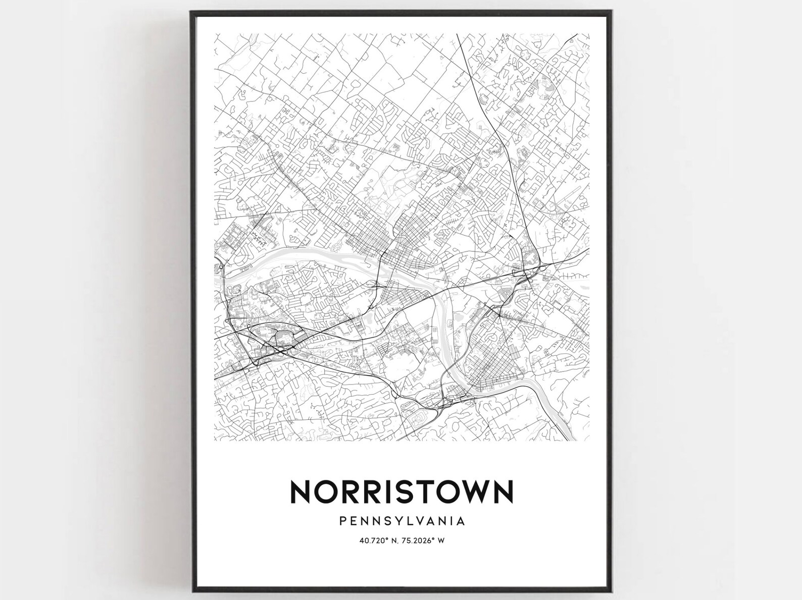 Norristown Map Print Norristown Map Poster Wall Art Pa City | Etsy