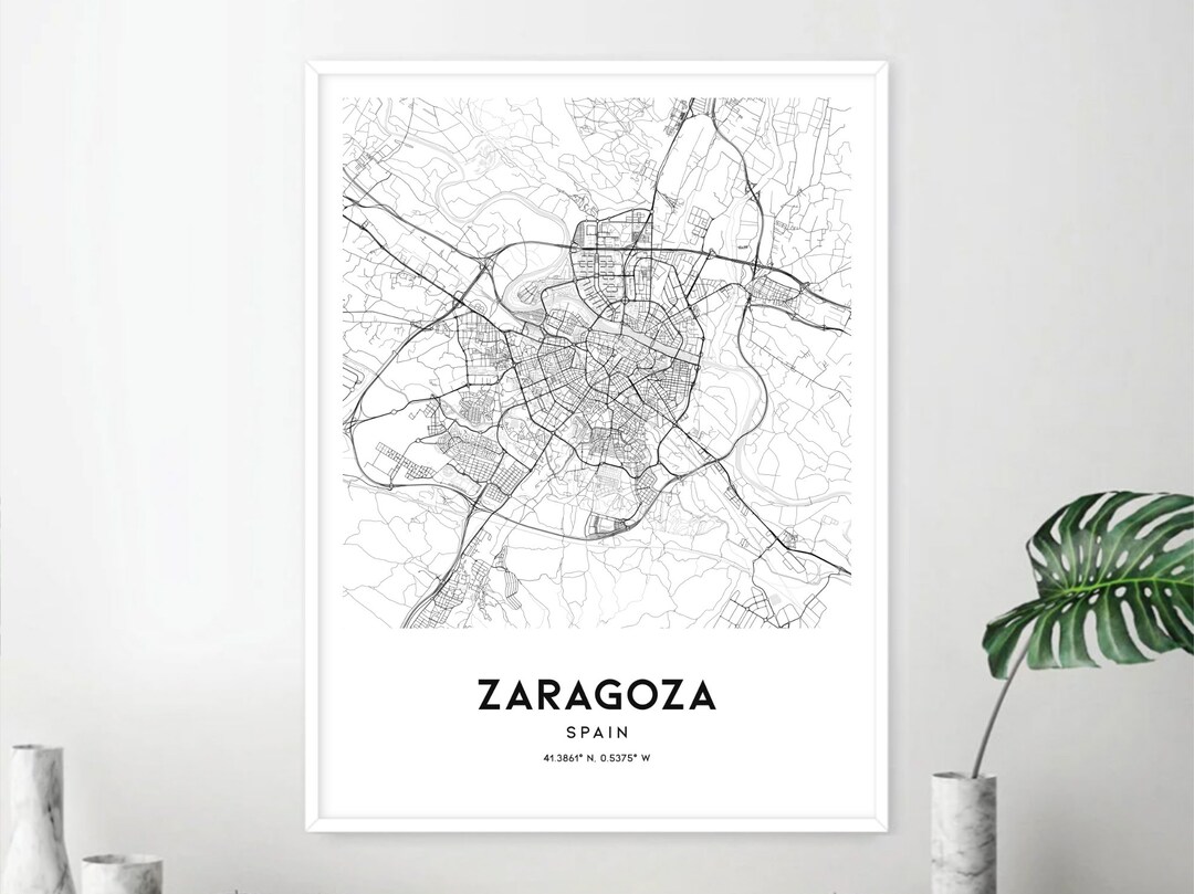Zaragoza Map Print Zaragoza Map Poster Wall Art Zaragoza - Etsy