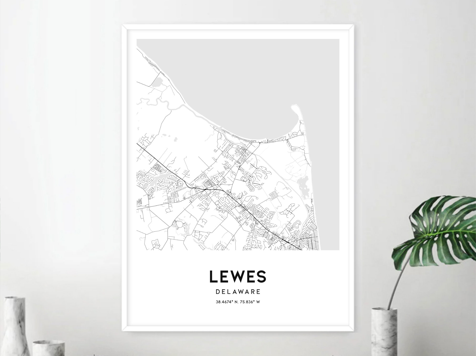 Lewes Map Print, Lewes Map Poster Wall Art, De City Map, Delaware Print ...