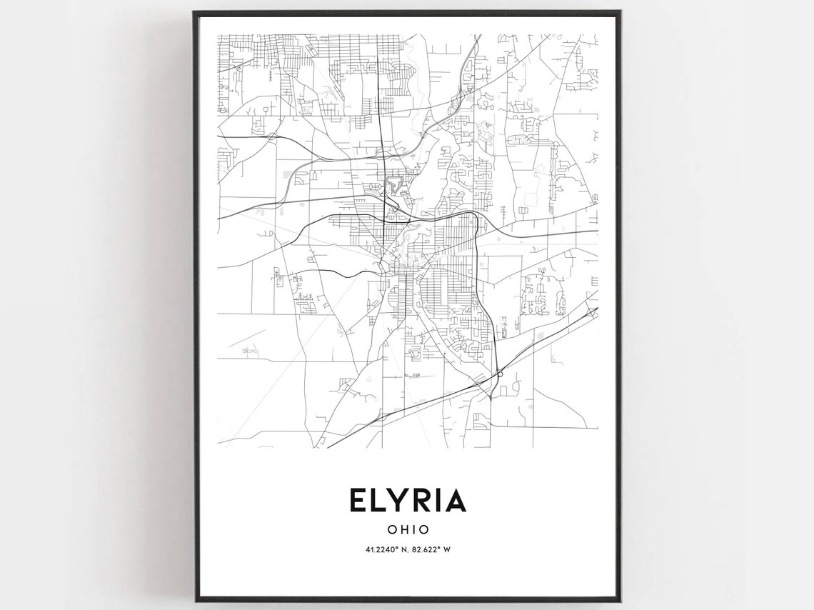 Elyria Map Print Elyria Map Poster Wall Art Oh City Map | Etsy