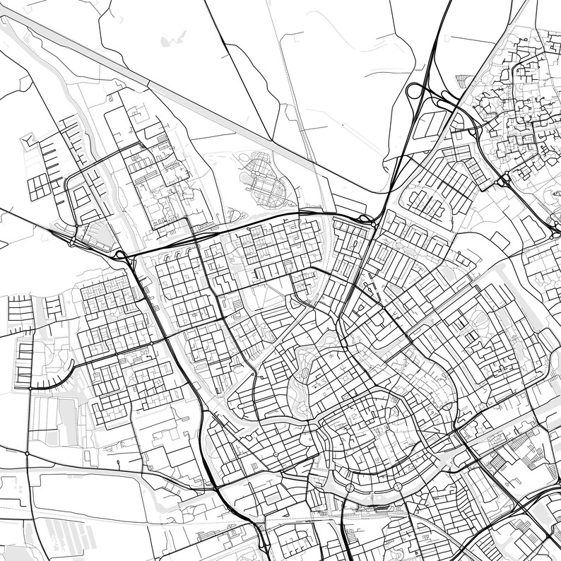 Groningen Map Print Groningen Map Poster Wall Art Groningen - Etsy