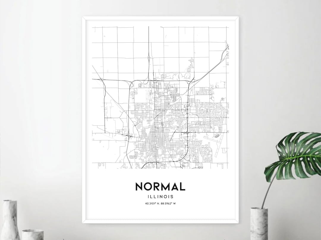 Normal Map Print, Normal Map Poster Wall Art, Il City Map, Illinois ...