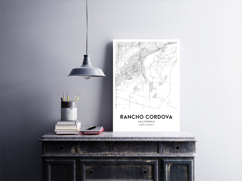 Rancho Cordova Map Print, Rancho Cordova Map Poster Wall Art, Ca City ...