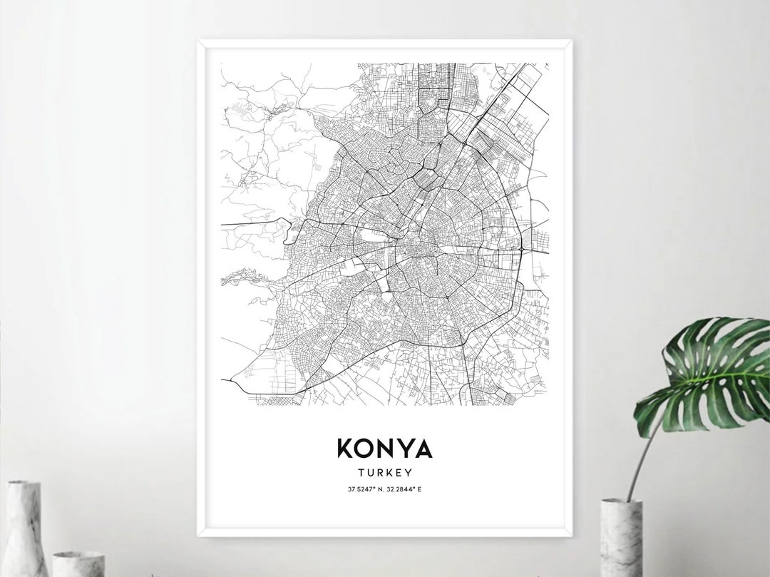 Konya Map Print Konya Map Poster Wall Art Konya City Map - Etsy