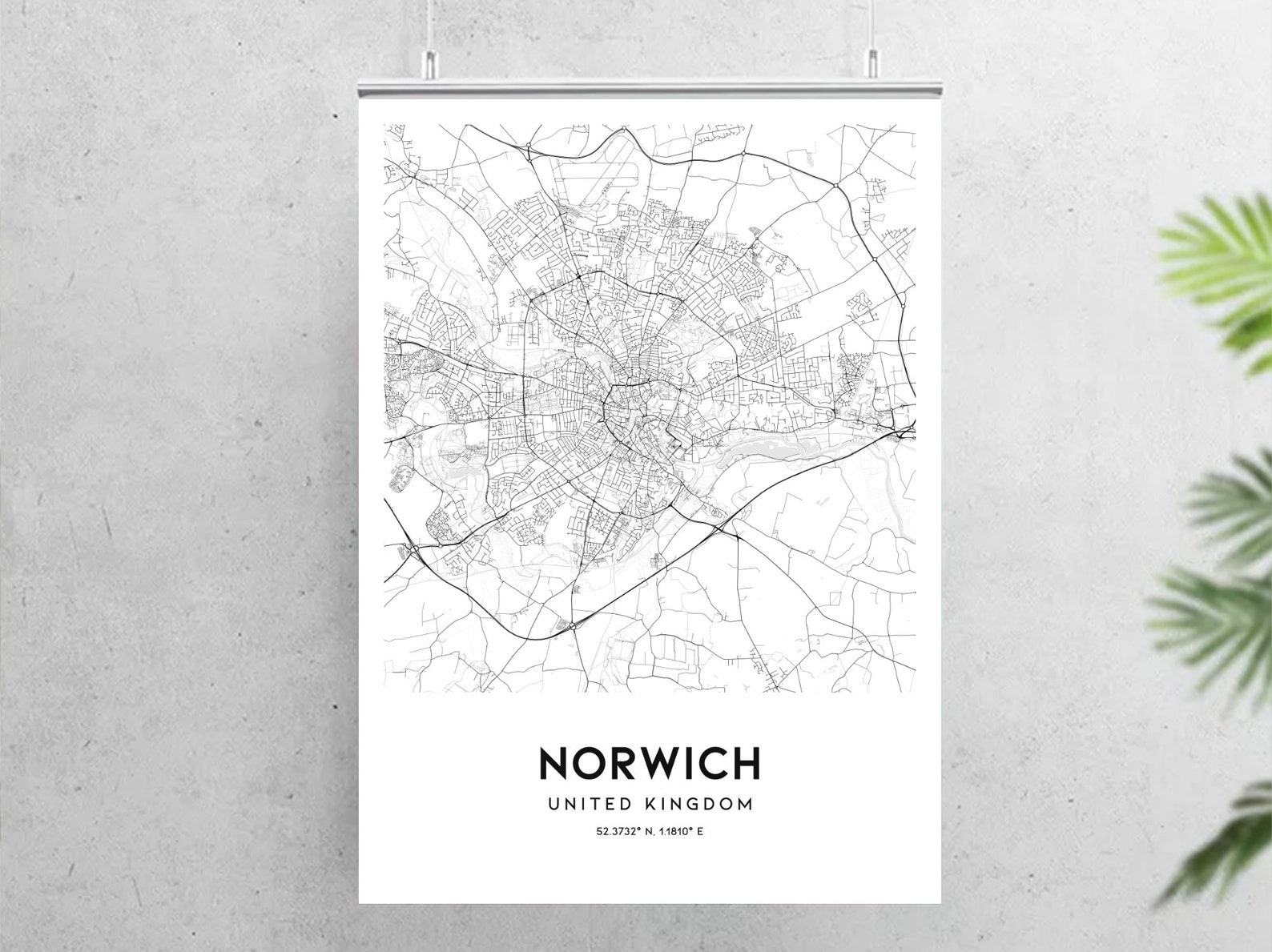 Norwich Map Print Norwich Map Poster Wall Art Norwich City | Etsy