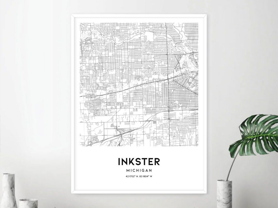 Inkster Map Print Inkster Map Poster Wall Art Mi City Map - Etsy